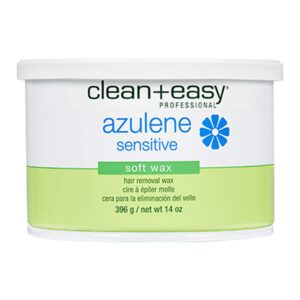 clean + easy hair removal soft wax with azulene to reduce redness and irritation- ideal for sensitive skin, 14 oz