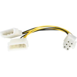 startech.com 6in lp4 to 6 pin pci express video card power cable adapter - power adapter - 4 pin internal power (m) to 6 pin pcie power (m) - 6 in - lp4pciexadap