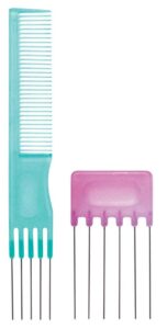 cricket ultra clean metal hair lifting combs for volumizing and styling – anti-snag, no-slip pick combs for wet and dry hair, includes free travel comb - 2 count