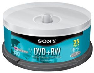 sony 25dpw47rs2 dvd plus rw re-recordable dvd 25-pack spindle