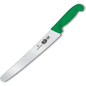 victorinox vic-40483 fibrox pro - haccp green chef's - serrated 10¼" baker's blade 1¼" width at handle