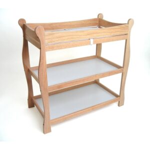 badger basket sleigh style baby changing table with pad, nursery furniture with storage - natural