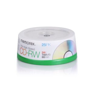 memorex 25-pack spindle of cdrw80 discs