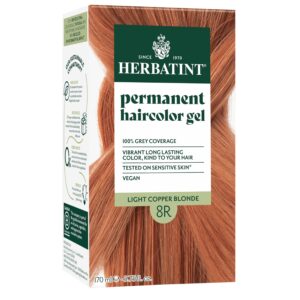 herbatint permanent hair dye for women - 8r light copper blonde - for up to 100% gray coverage of resistant gray hair - ammonia-free, alcohol-free & vegan - salon influenced hair color 5.75 fl oz