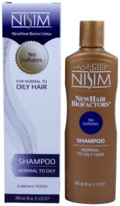 nisim newhair biofactors shampoo for normal to oily hair - deep cleaning shampoo that controls excessive hair loss (8 ounce / 240 milliliter)