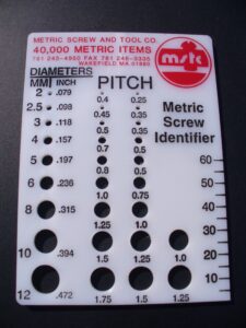 metric screw thread identifier - plastic