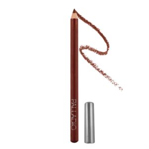 palladio lip liner pencil, wooden, firm yet smooth, contour and line with ease, perfectly outlined lips, comfortable, hydrating, moisturizing, rich pigmented color, long lasting, walnut