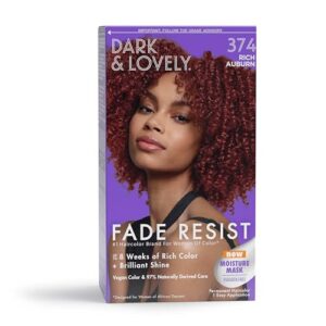 softsheen-carson dark and lovely fade resist rich conditioning hair color, permanent hair color, up to 100 percent gray coverage, brilliant shine with argan oil and vitamin e, rich auburn