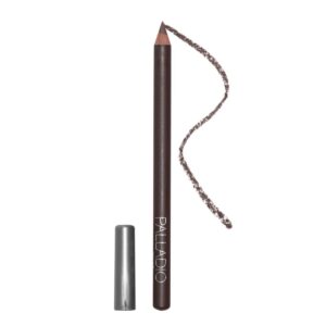 palladio wooden eyeliner pencil, thin pencil shape, easy application, firm yet smooth formula, perfectly outlined eyes, contour and line, long lasting, rich pigment, taupe