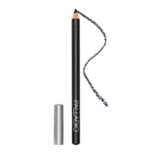 palladio wooden eyeliner pencil, thin pencil shape, easy application, firm yet smooth formula, perfectly outlined eyes, contour and line, long lasting, rich pigment, silver