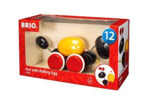 brio infant &toddler 30367 - pull along ant wood toy with moving egg for kids ages 1 and up