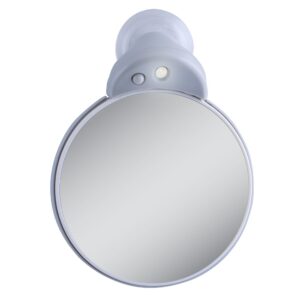 zadro dual-sided 10x/5x magnification led lighted compact travel lightweight portable spot makeup mirror, gray/white, fc30l