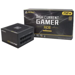 antec hcg750 gold power supply 750 watts 80 plus gold psu with full modular, 120mm fdb fan, japanese capacitors, atx12v 2.4, 10 years support