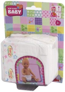 simba 105561906 baby set of 5 cute realistic nappies suitable for dolls 38-43 cm | for ages 3 and up, multicoloured