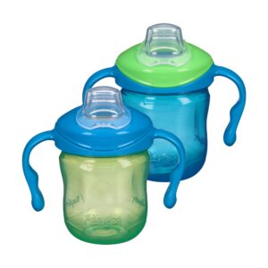 playtex sipsters stage 1 spill-proof, leak-proof, break-proof soft spout sippy cups - 6 ounce - 2 pack - colors may vary