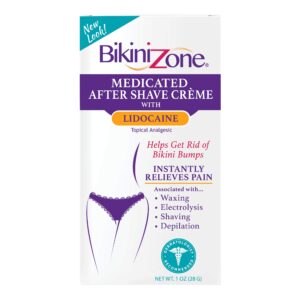 bikini zone medicated after shave crème with soothing lidocaine, 1 oz, 1 pack