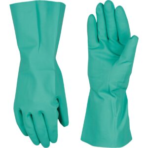 chemical resistant nitrile gloves, solvent and pesticide resistant, reusable, large (wells lamont 178l) , green