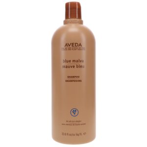 aveda blue malva shampoo for gray hair, and neutralizes brassiness in 33.8 fl oz/1 litre