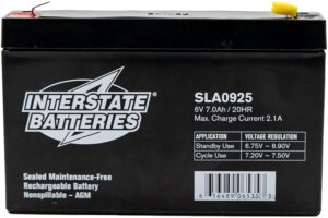 interstate batteries 6v 7ah battery (f1 terminal) sla agm vrla rechargeable replacement for electric fences, ups backup systems, solar, medical devices (sla0925)