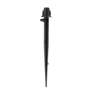 raindrip 15300ub adjustable flow bubbler, non-pressure compensating emitters, fan, with 1/4 in. barbed inlet on 5 in. stake, black