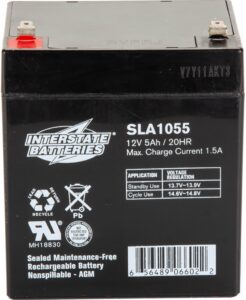 interstate batteries 12v 5ah battery (f1 terminal) sla agm vrla rechargeable replacement for alarms, security, garage door openers for chamberlain, genie, liftmaster, craftsman, workhorse (sla1055)