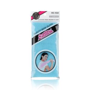 salux nylon japanese beauty skin bath wash cloth/towel - blue