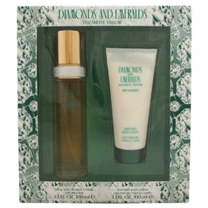 diamonds & emeralds by elizabeth taylor for women. set-edt spray 3.3 ounces & body lotion 3.3 ounces