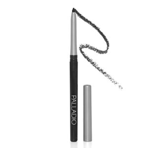 palladio retractable waterproof eyeliner, richly pigmented color and creamy, slip twist up pencil eye liner, smudge proof long lasting application, all day wear, no sharpener required, smokey