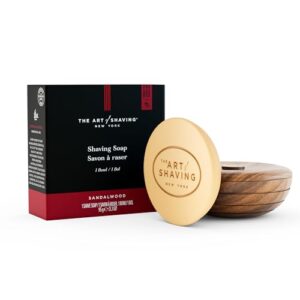 the art of shaving shaving soap set - shave soap refill with wood shaving bowl, protects against irritation, sandalwood, 3.3 ounce