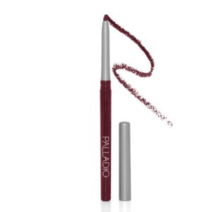 palladio retractable waterproof lip liner high pigmented and creamy color slim twist up smudge proof formula with long lasting all day wear no sharpener required, black berry