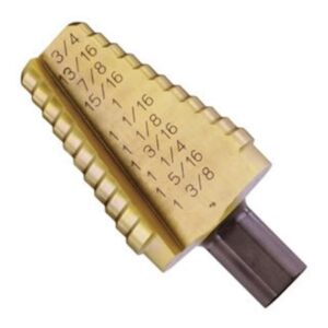 irwin 15221 unibit21t titanium nitride coated 13/16-inch to 1-3/8-inch by 1/2-inch shank hole enlarging step drill bit