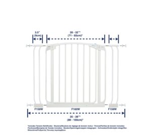 dreambaby chelsea auto-close security baby safety gate-with extensions-white (fits openings with 28-39 inches wide)-model l778w