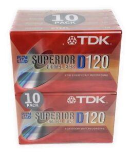 tdk d120 dynamic audio cassette tapes (10 pack)