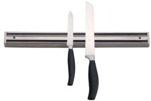 rsvp international stainless steel knife bar, 18" - dual magnetic strips, satin finish