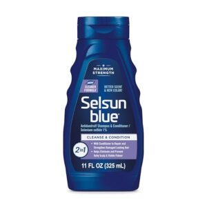 selsun blue 2-in-1 antidandruff shampoo & conditioner, maximum strength 2-in-1 treatment with selenium sulfide, 11 fl. oz.