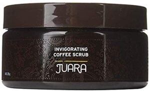 juara - invigorating coffee scrub | smooth rough skin | body exfoliator | chocolate, espresso scent | hydrating polish | rejuvenating cleanse | cruelty free, paraben, sulfate free, vegetarian | 8 oz