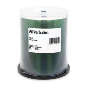 verbatim cd-r 700mb 52x shiny silver silk screen printable - 100pk spindle (94970)