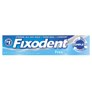 fixodent free cream 2.4z, strong all-day hold