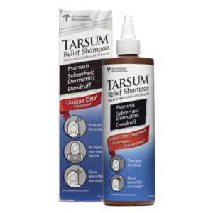 tarsum extra strength psoriasis shampoo - coal tar shampoo and conditioner for scalp psoriasis, seborrheic dermatitis, severe dandruff, & eczema - exfoliating relief for flaky, & itchy scalp (4 oz)