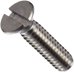 small parts stainless steel machine screw, plain finish, flat head, slotted drive, meets asme b18.6.3, 5/16" length, fully threaded, #4-40 threads (pack of 100)