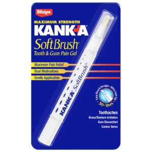 kank-a soft brush tooth & mouth pain gel, professional strength, 0.07 ounce, dual relief formula for toothaches, gum & other mouth pain, easy to use pen applicator, fast-acting pain relief