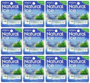 mentholatum natural ice medicated lip protectant sunscreen, 0.16 ounce (pack of 12)