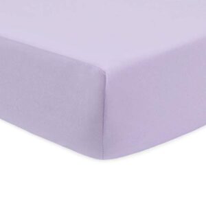 american baby company 100% natural cotton percale fitted crib sheet for standard crib and toddler mattresses, lavender, soft breathable, for girls