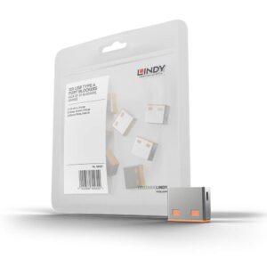 lindy usb port blocker - pack of 10 - orange 40463