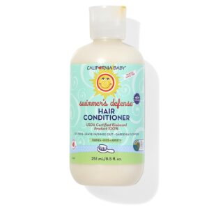 california baby swimmer's defense hair conditioner | after swim kids conditioner | washes out chlorine | softens & detangles hair | 100% plant-based | allergy-friendly | 251 ml / 8.5 oz.