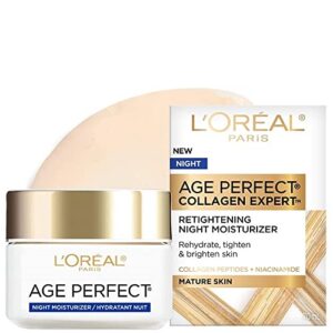 l'oreal paris skin care age perfect night cream, anti-aging face moisturizer with soy seed proteins, 2.5 oz