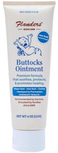 flanders buttocks ointment - diaper rash cream for treatment & prevention, pharmacist developed, heat rash & chafing in infants to adults, instant relief (4oz tube)