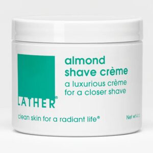 lather almond shaving cream for sensitive skin - non-foaming shaving cream for women & men - gentle & vegan shave butter for a close & smooth shave - suitable for sensitive skin - 4 oz