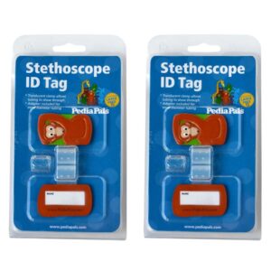 pedia pals pack of 2 stethoscope tags for nurses – durable & latex-free, writable surface, fun animal design stethoscope charms to reduce child anxiety, universal fit for all stethoscopes (elephant)