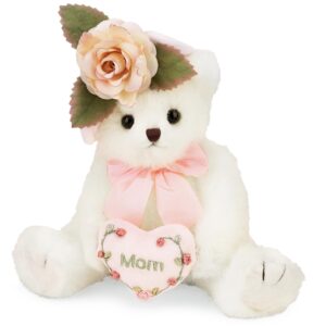 bearington mommy tenderheart white stuffed bear, 10 inch mommy teddy bear